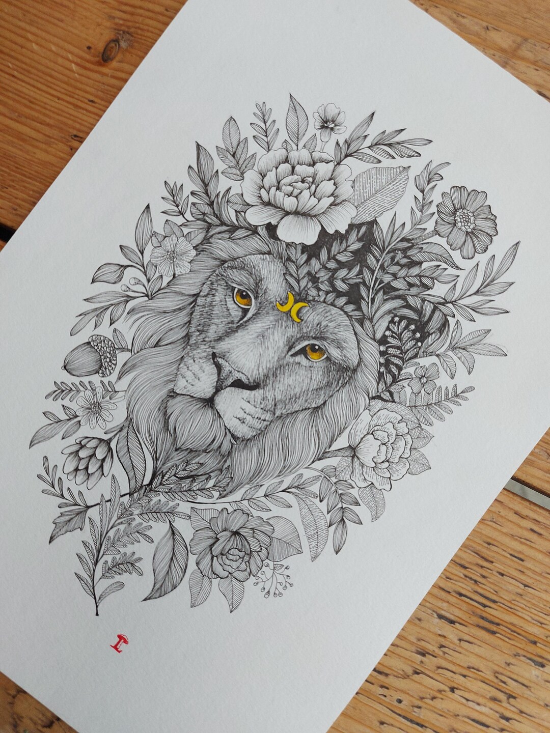 Lion Ink Drawing: Original A4 Art on Fabriano Paper - Etsy