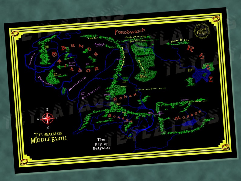 Lord of the Rings Map Print 12x18 Tolkien Middle Earth Full - Etsy