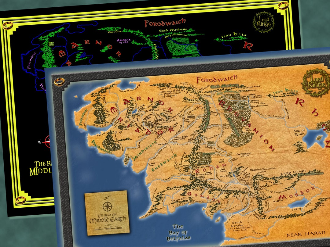 Lord of the Rings Map Print 12x18 Tolkien Middle Earth Full Color - Etsy