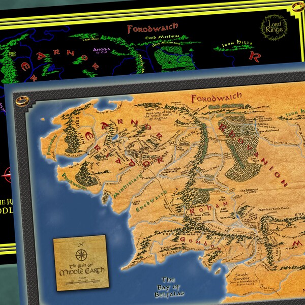 Color Map of Middle Earth Art - Etsy