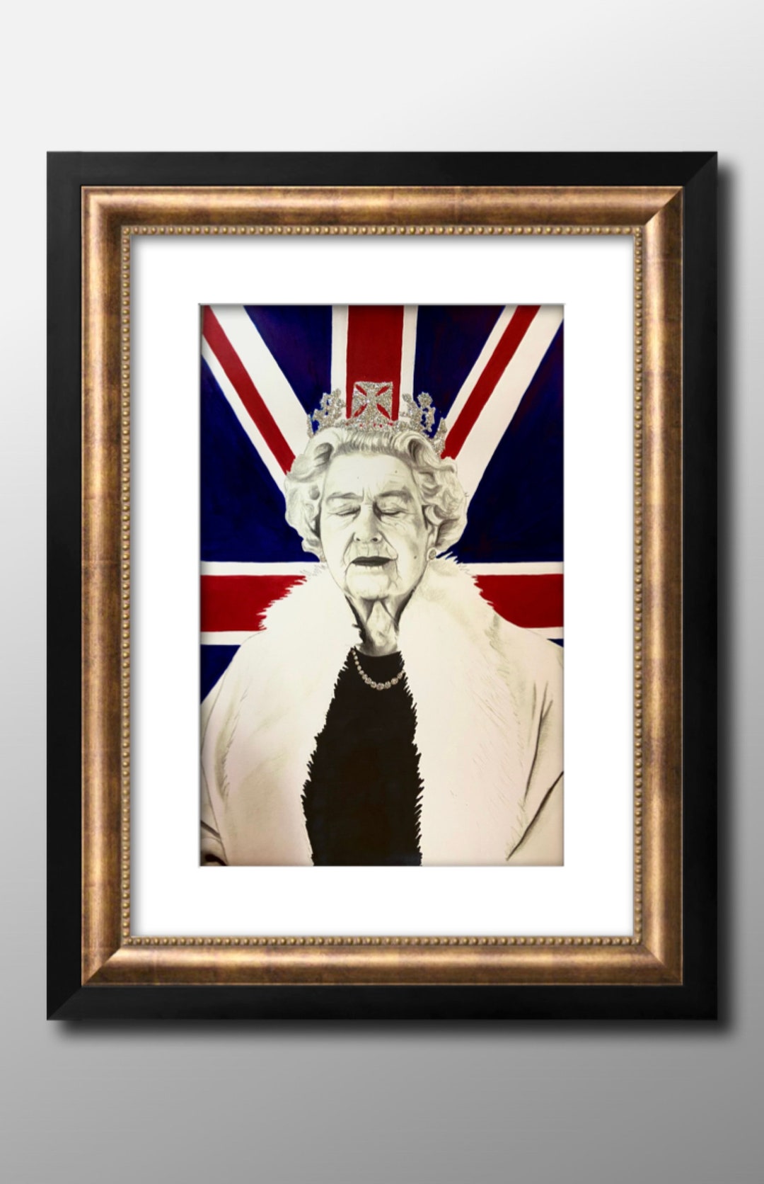 A3 - LIMITED EDITION PRINT - the Queen of England - Hand Painting ...
