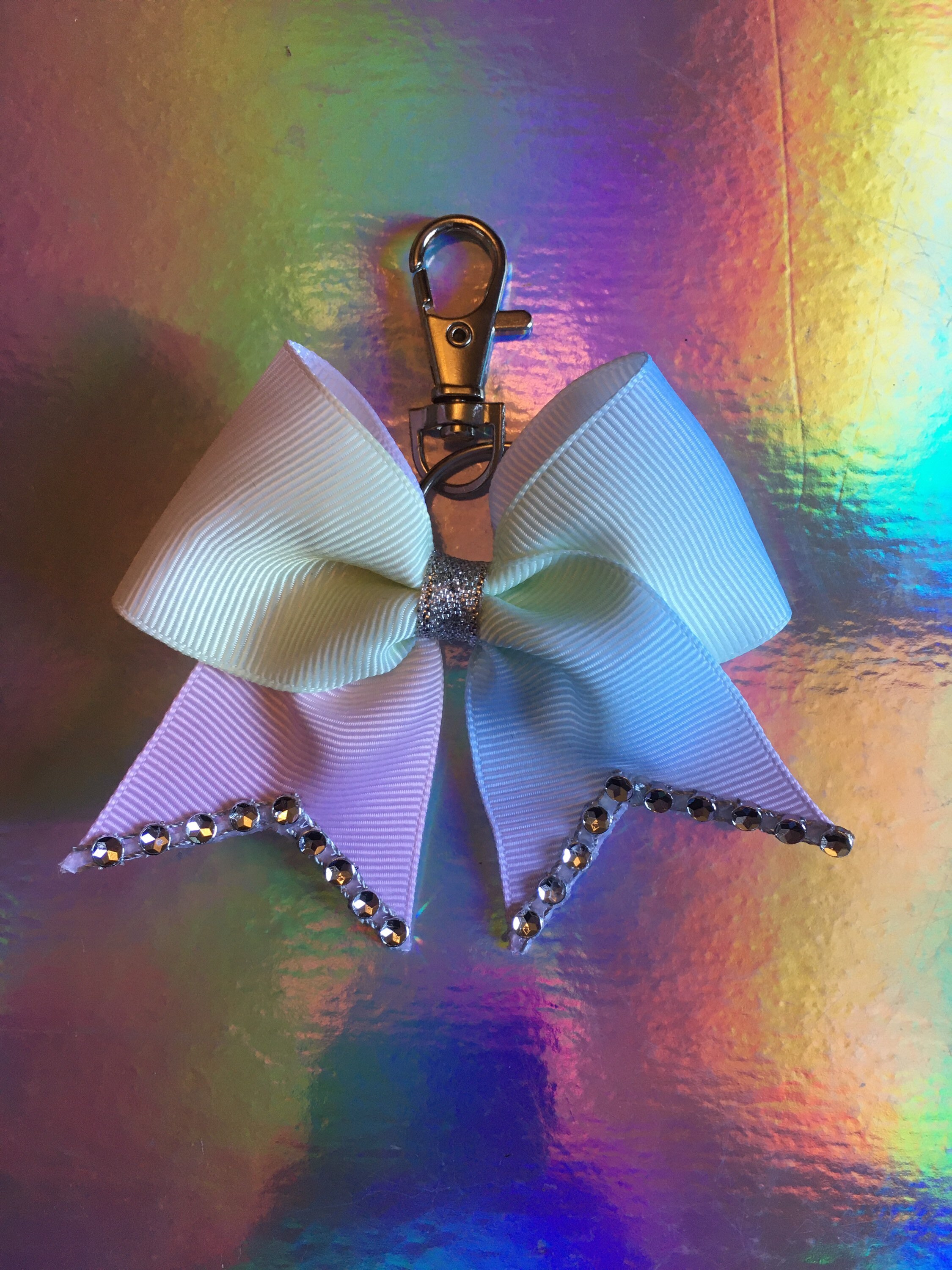 Pastel Rainbow Keyring Bow - Etsy