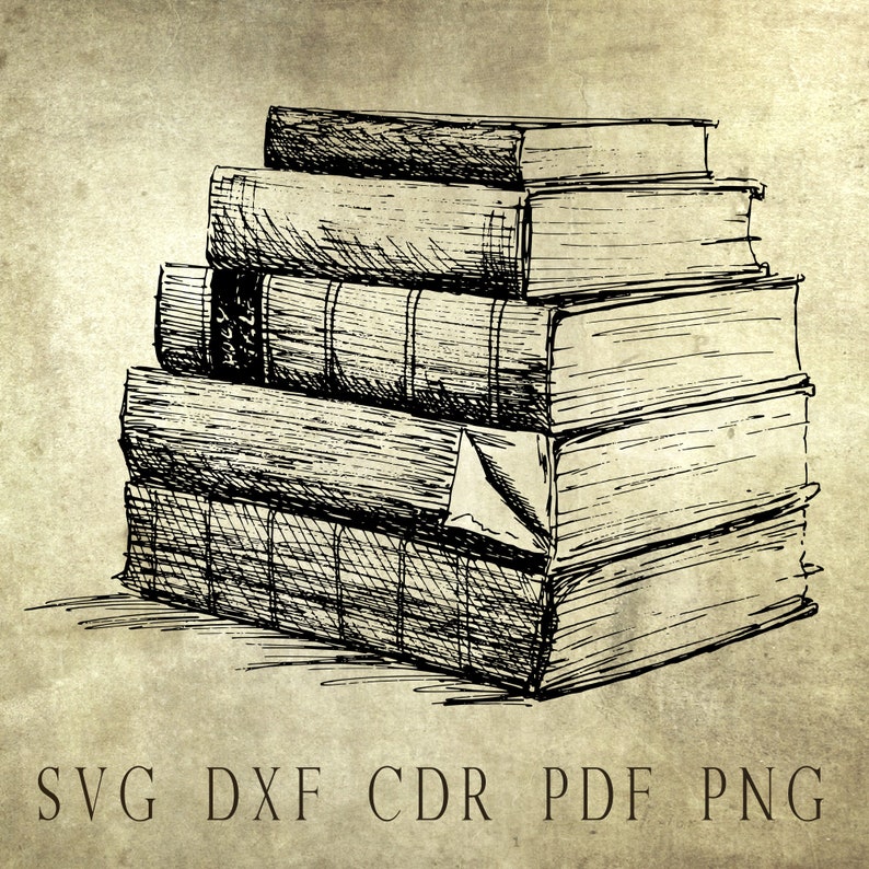 Old Book Vintage Drawing Vector files Old Book Silhouette | Etsy