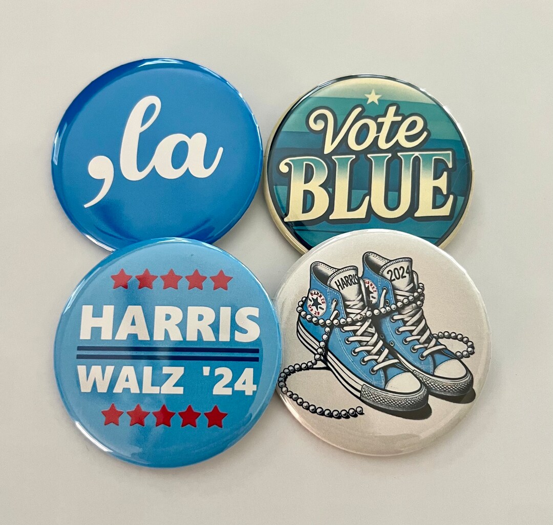 Kamala Harris Button Set, Harris Walz Buttons, 1.25 or 2.25 Vote Blue ...