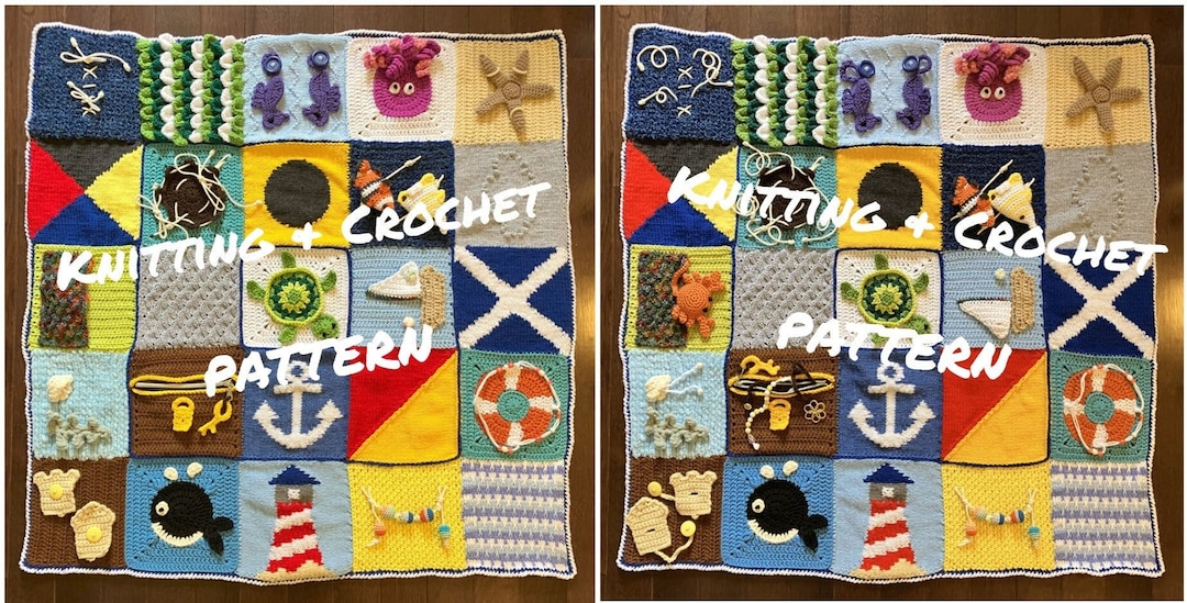 Sensory Fidget Blanket (nautical Themed) - Knitting & Crochet Pattern ...