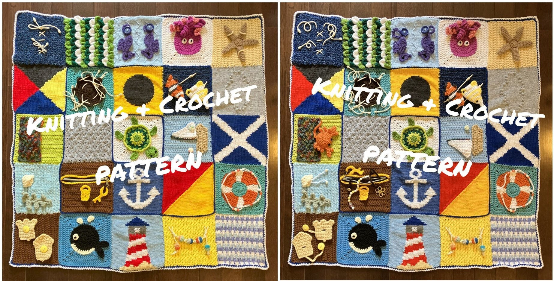 Sensory Fidget Blanket (nautical Themed) - Knitting & Crochet Pattern ...