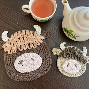 Highland Cow Potholder and Coaster Set - Crochet Pattern PDF - Etsy