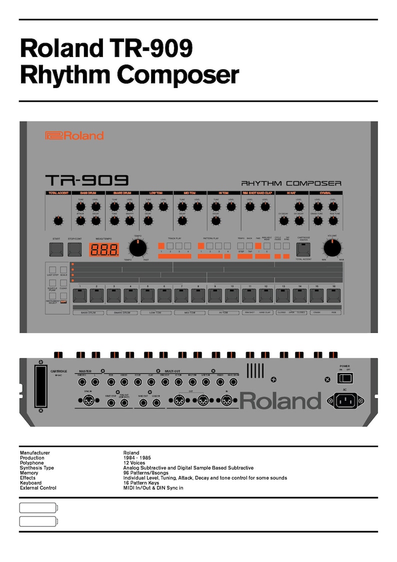 Roland TR-909 Rhythm Composer - Etsy