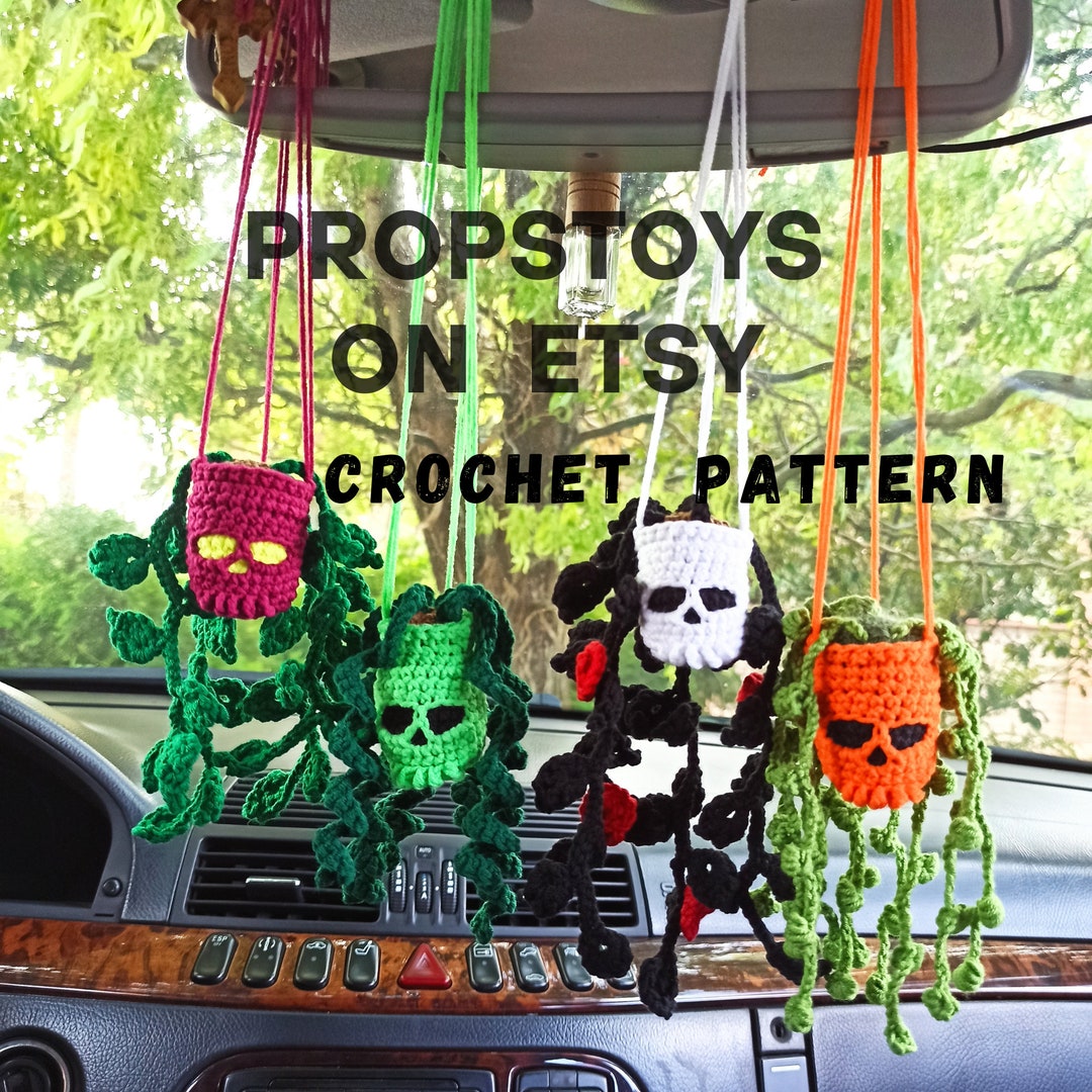 Hanging Plant in Pot With Skull Crochet Pattern Halloween Plants Skull ...