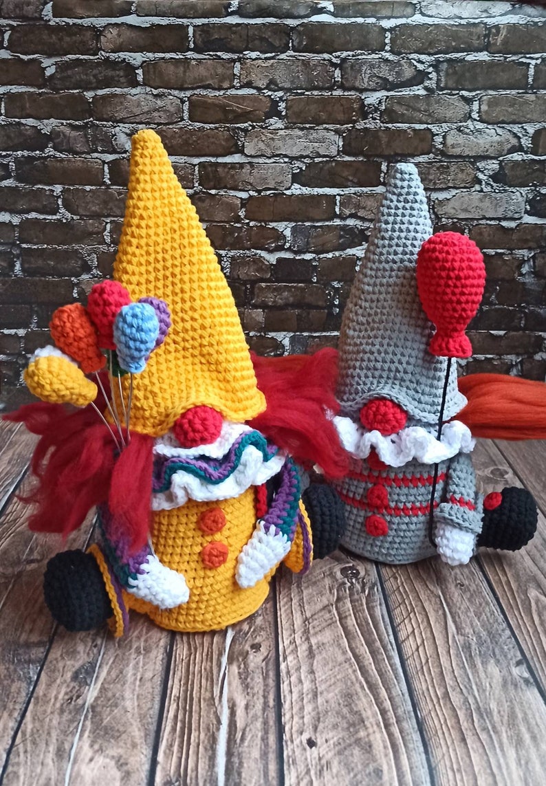 Set of 5 Horror Gnomes Crochet Patterns Clown Gnome Tutorial - Etsy
