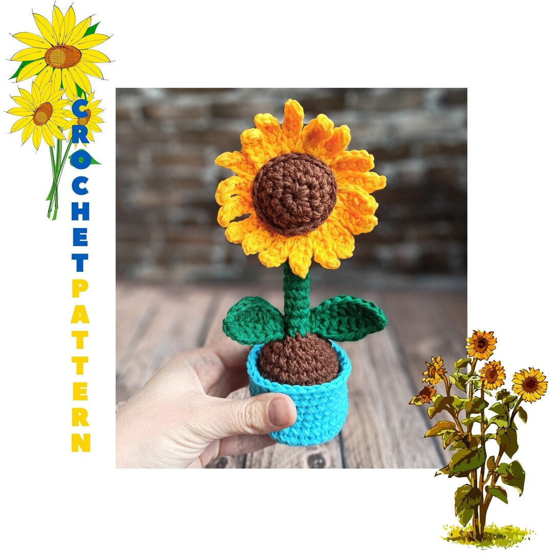 Sunflower Crochet Pattern Mother Day Gift PDF Tutorial Ukrainian ...