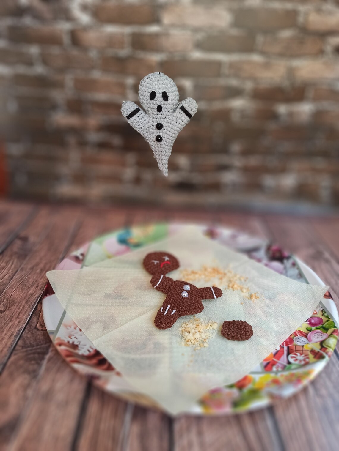 The Gingerbread Man and His Ghost : Christmas Ornaments | Etsy