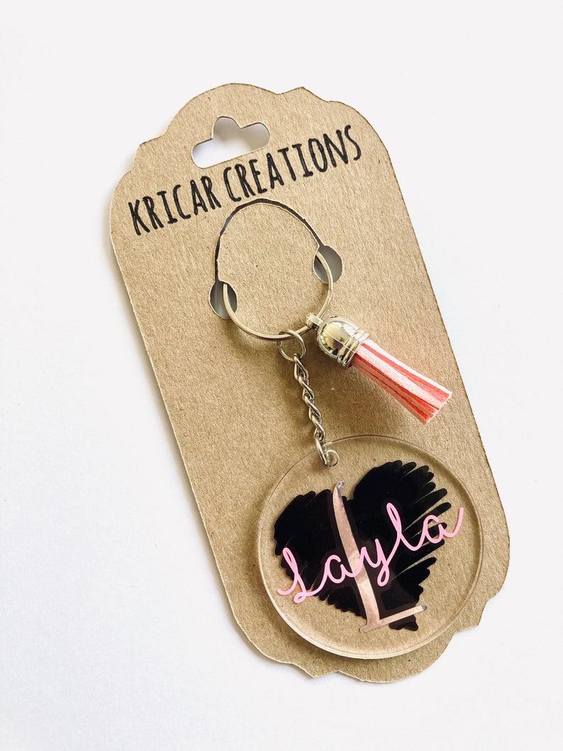 Personalised Name Keyring Acrylic Circle Keychain With - Etsy