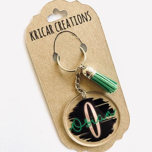 Personalised Name Keyring Acrylic Circle Keychain With - Etsy