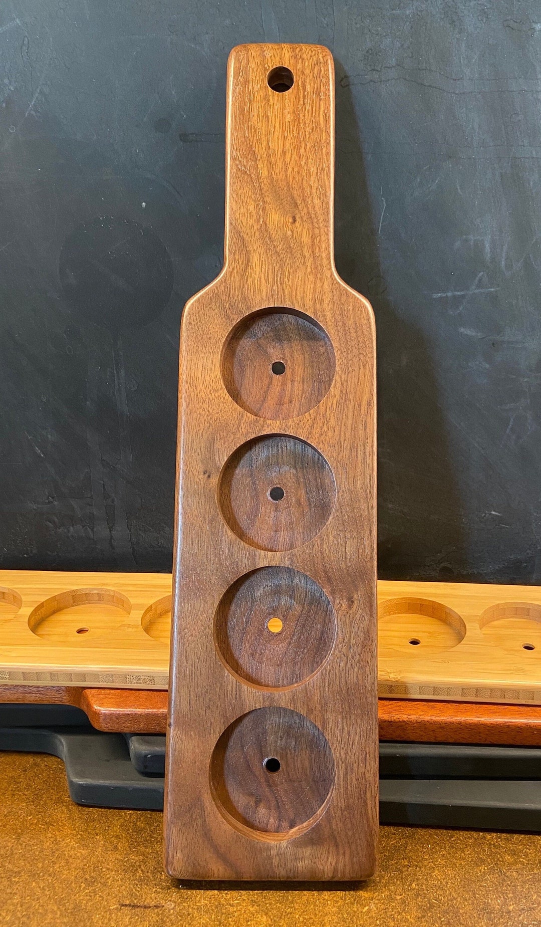 Walnut Beer Sampler Flight Paddle Plus Four 5 Oz Taster Glasses - Etsy