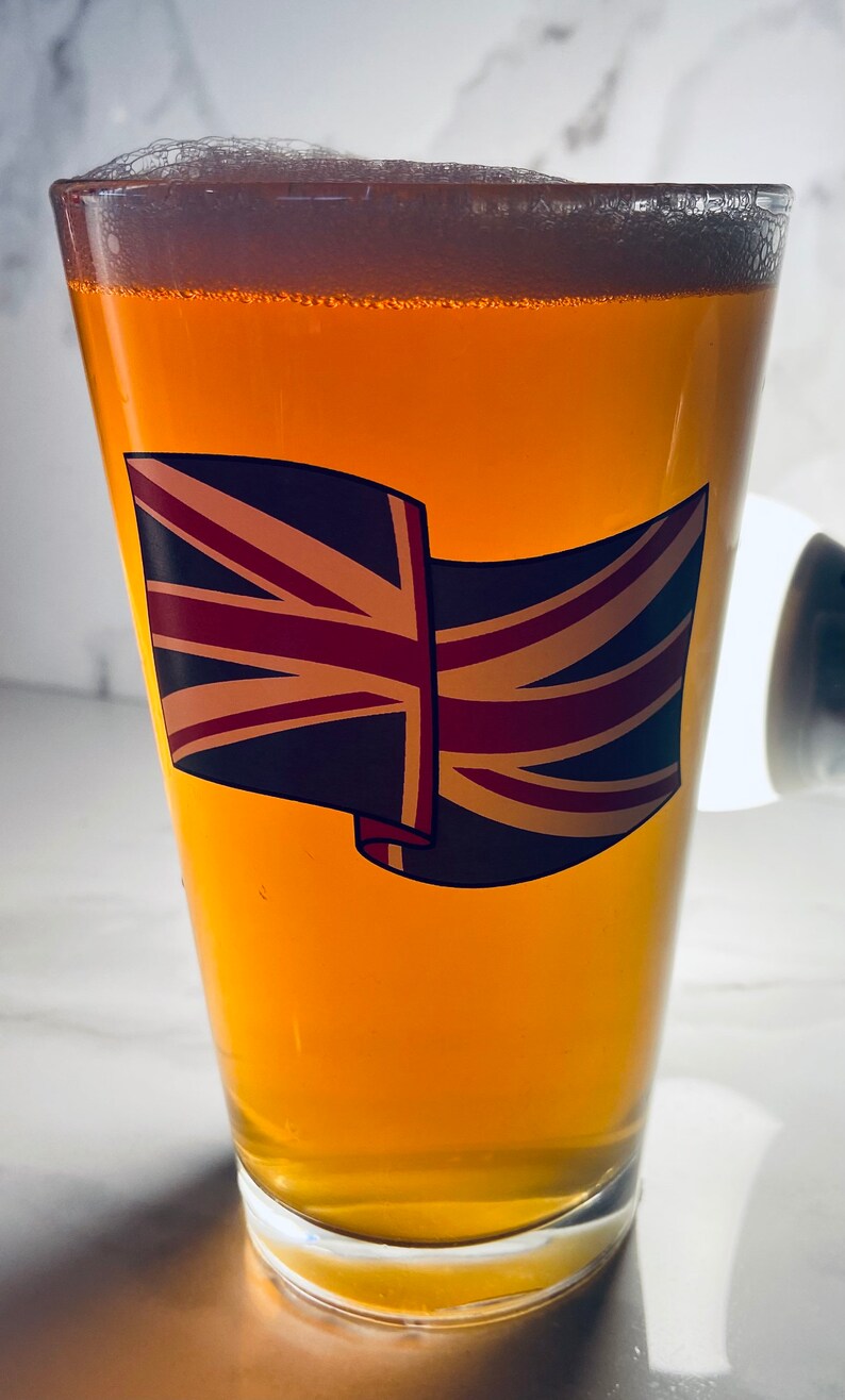 Union Jack Flag Beer British Pint Glass 16 Ounces - Etsy