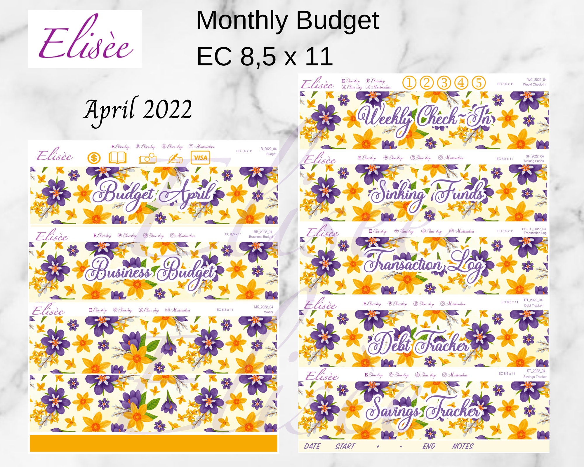 Stickers April Monthly Calendar Sticker Kit Budget Sticker Kit B ...
