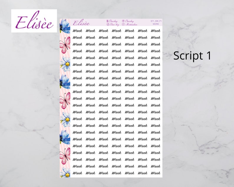 S71 Script Sticker WORK Aufkleber Planner Sticker Erin Condren Sticker ...