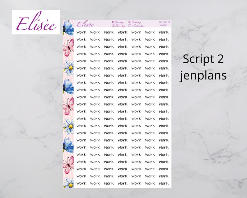 S71 Script Sticker WORK Aufkleber Planner Sticker Erin Condren Sticker ...