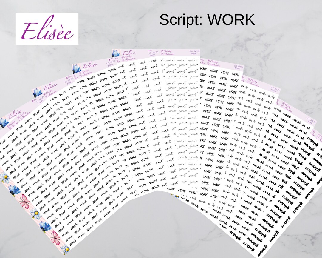 S71 Script Sticker WORK Aufkleber Planner Sticker Erin Condren Sticker ...