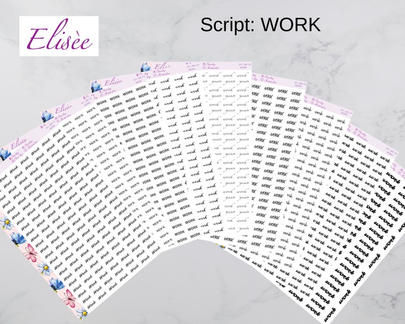 S71 Script Sticker WORK Aufkleber Planner Sticker Erin Condren Sticker ...