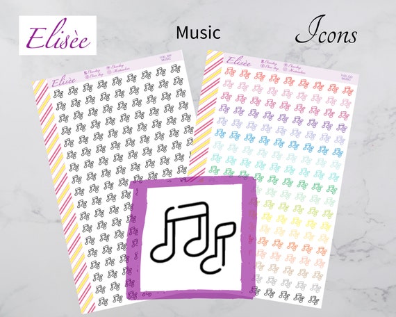 I100 Icons MUSIC NOTES Sticker Planner | Etsy