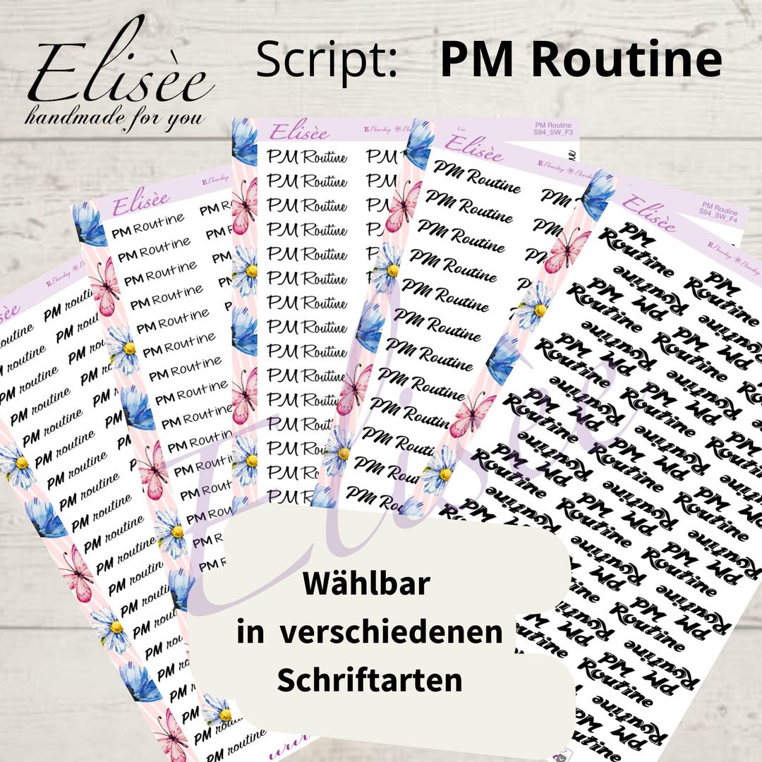 S94 Script Sticker "pm Routine" Big Sheet | Stickers | Bullet Journal ...