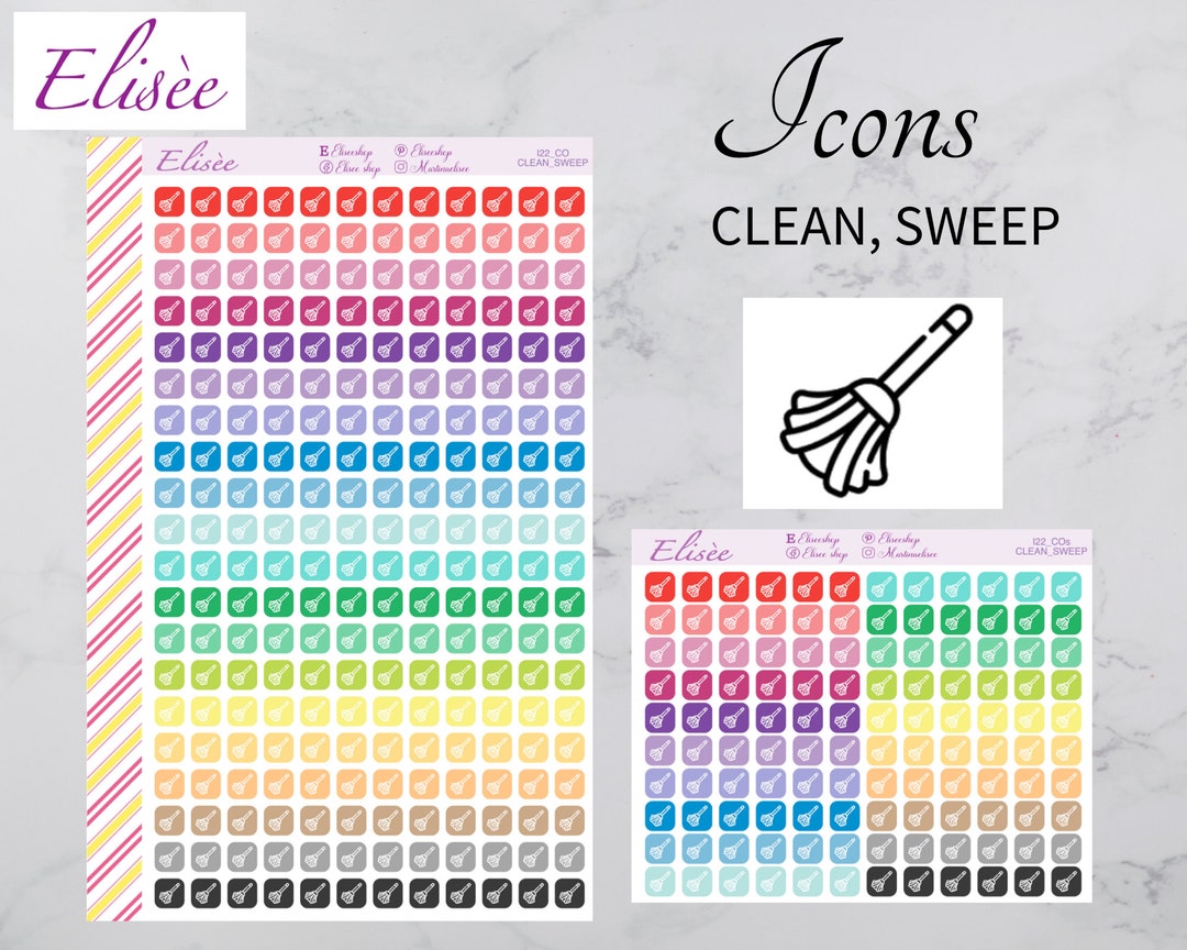 I22 Icons clean, Sweep Sticker Planner Sticker / Erin Condren Sticker ...