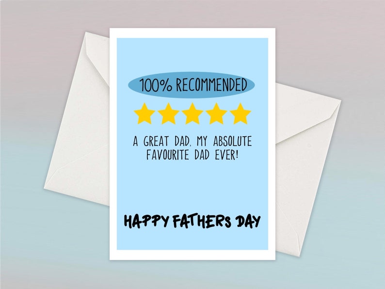 Fathers Day Card Funny Five Star Recommended Personalised 7x5 Satin ...