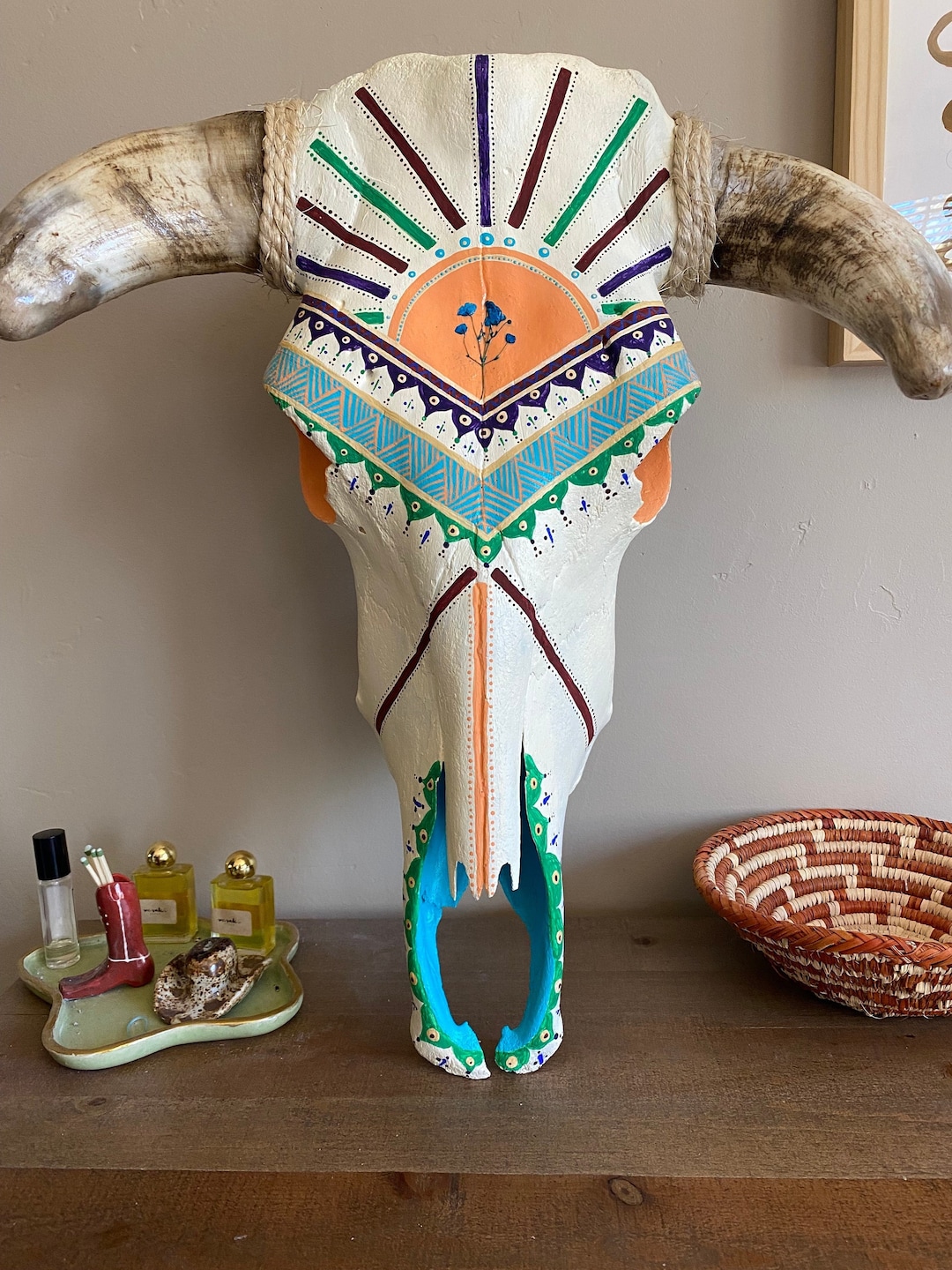 Painted Cow Skull: Sunrise - Etsy