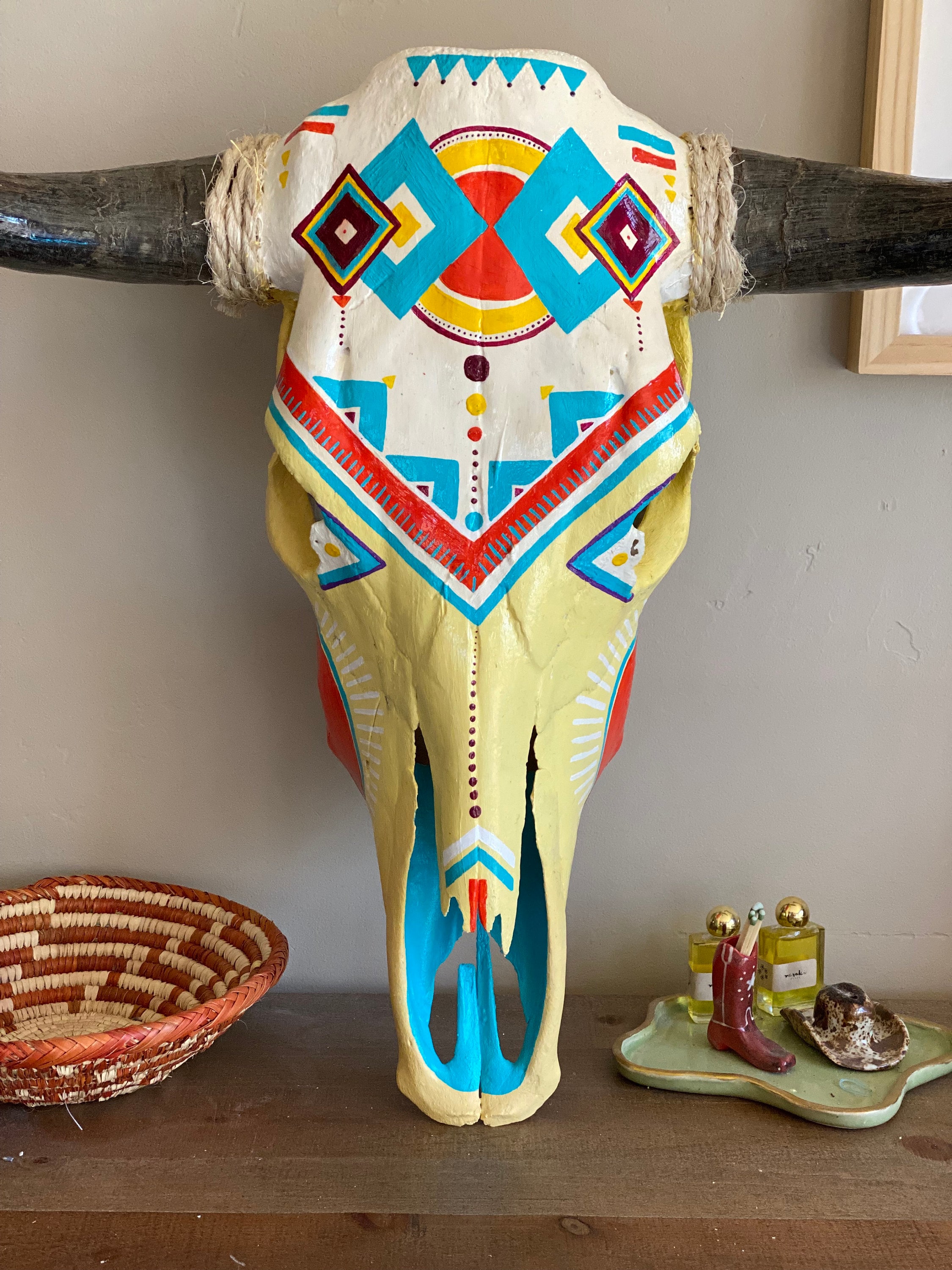 Painted Cow Skull: Balance - Etsy