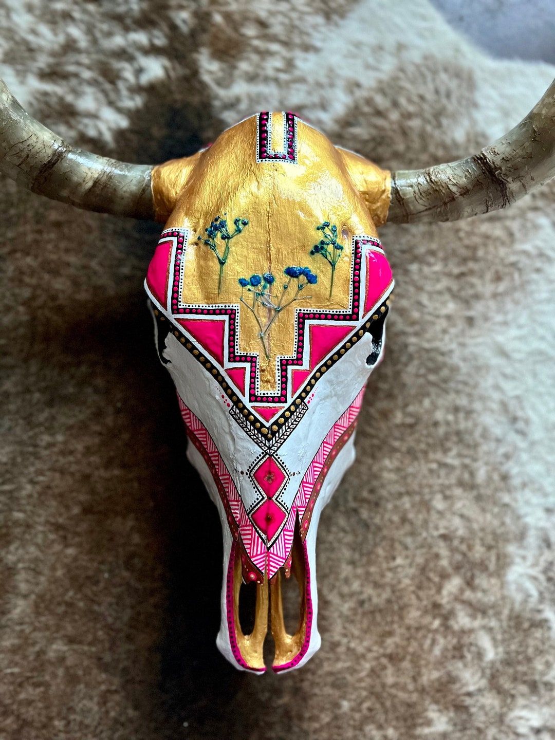 Emergence: Painted Cow Skull - Etsy
