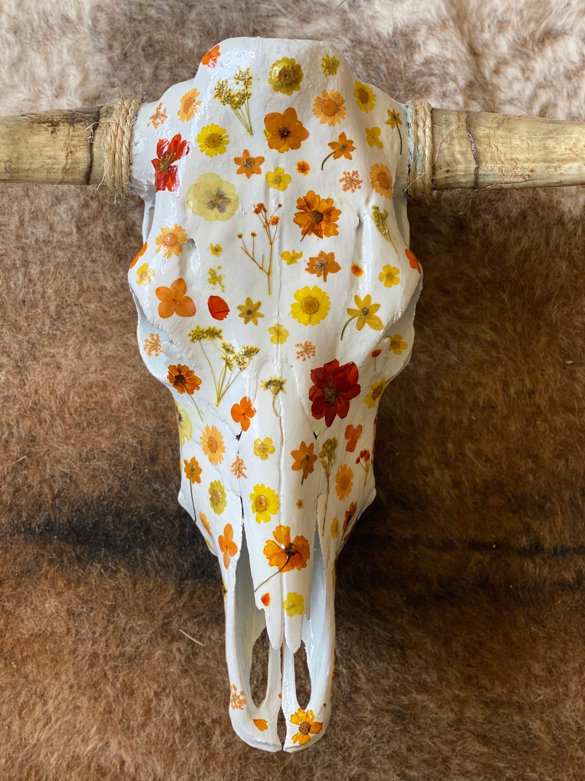 Pressed Flower Cow Skull: Yellow - Etsy