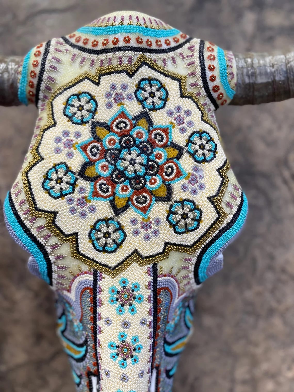 Hand Beaded Cow Skull - Etsy