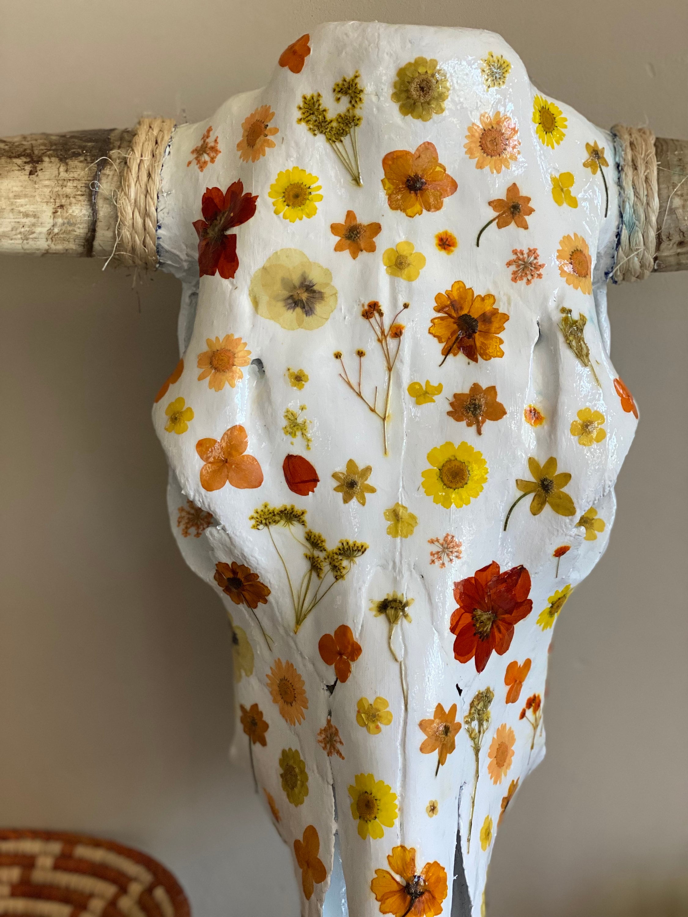 Pressed Flower Cow Skull: Yellow - Etsy