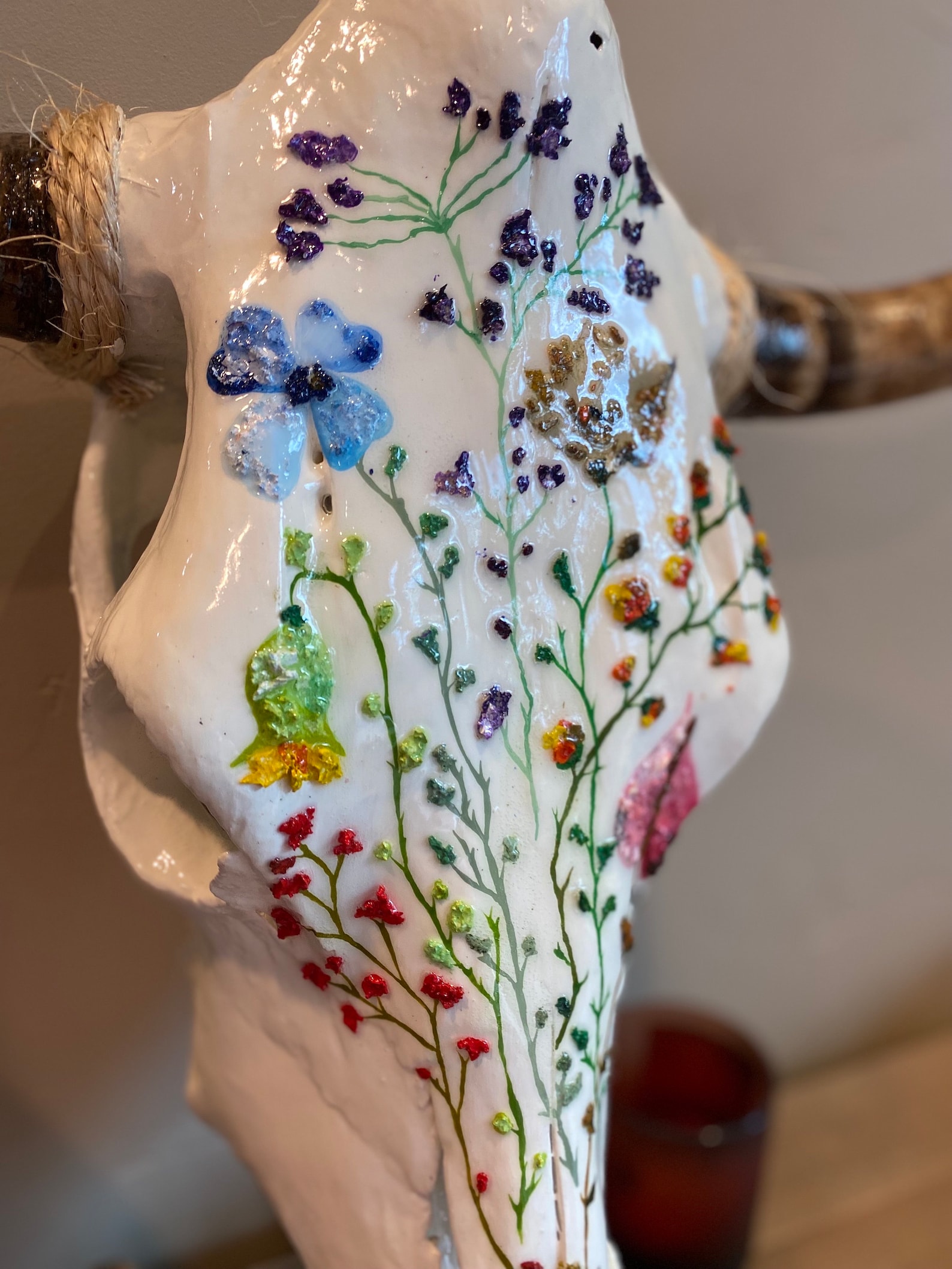 Painted Cow Skull: Bouquet Beauties - Etsy