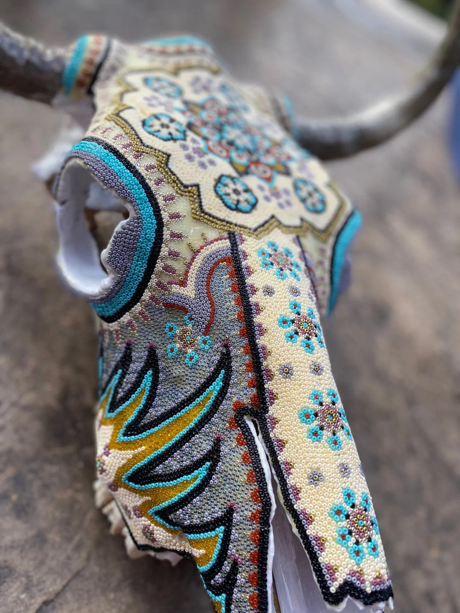 Hand Beaded Cow Skull - Etsy