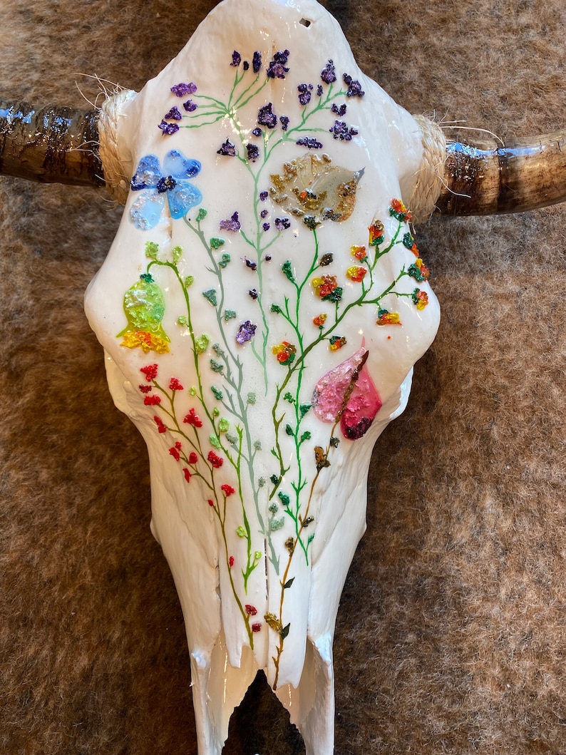 Painted Cow Skull: Bouquet Beauties - Etsy