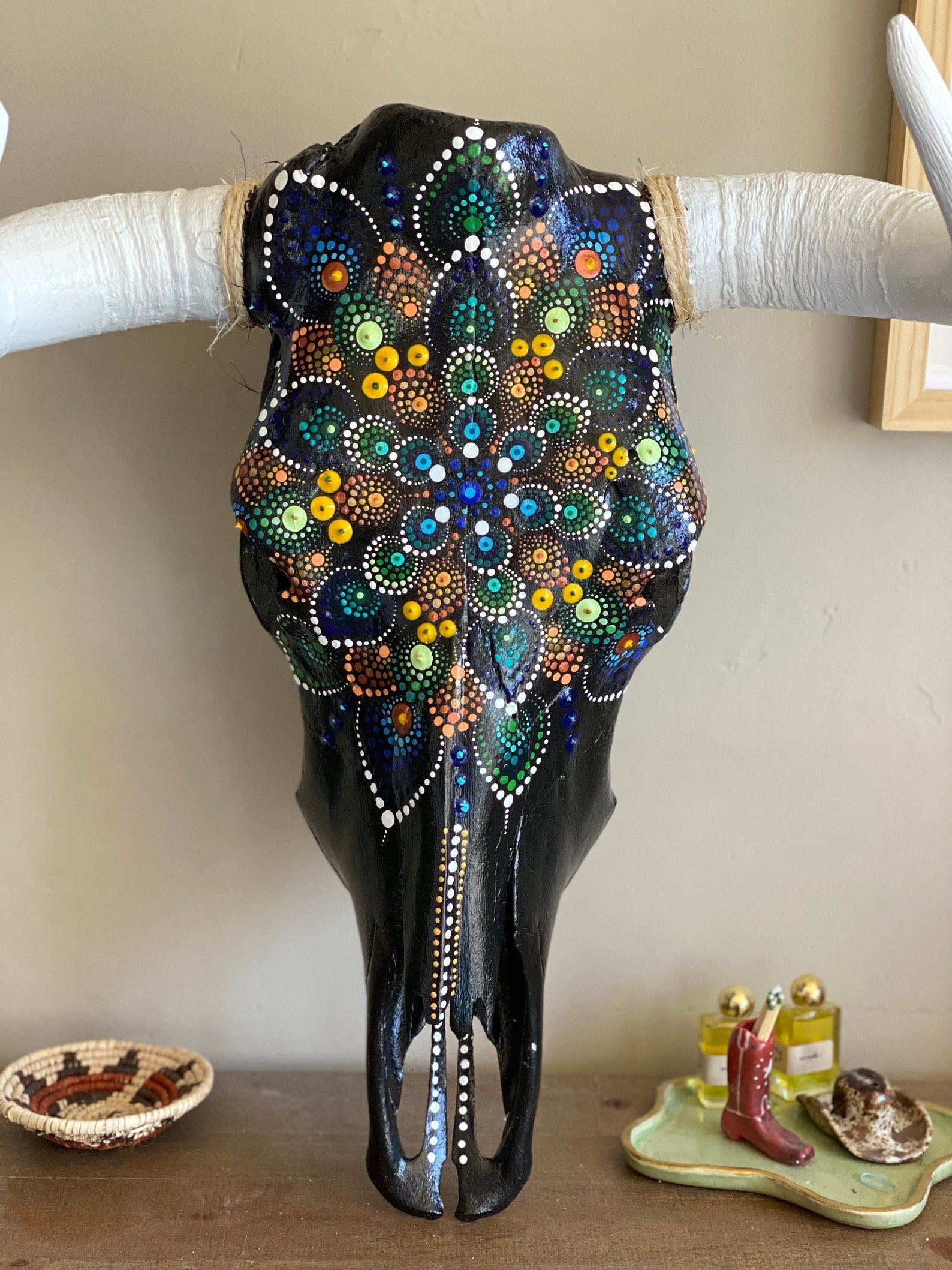 Painted Cow Skull: Wonder - Etsy