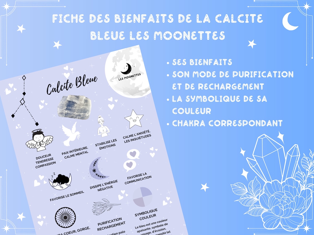 Blue Calcite Stone Virtues Sheet Blue Calcite Sheet - Etsy