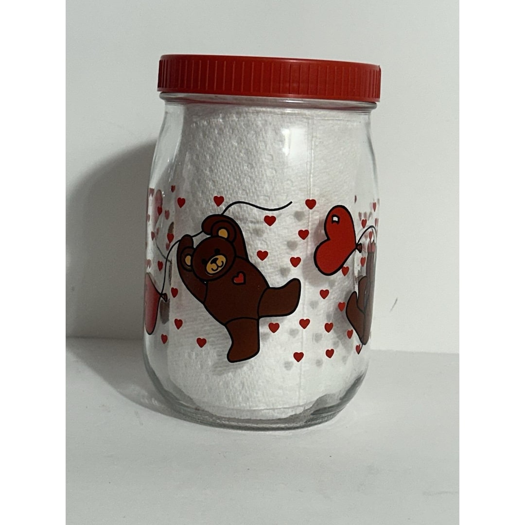 Glass Teddy Bears W/ Balloons Jar Screw Top Made in France 90’s RL ...