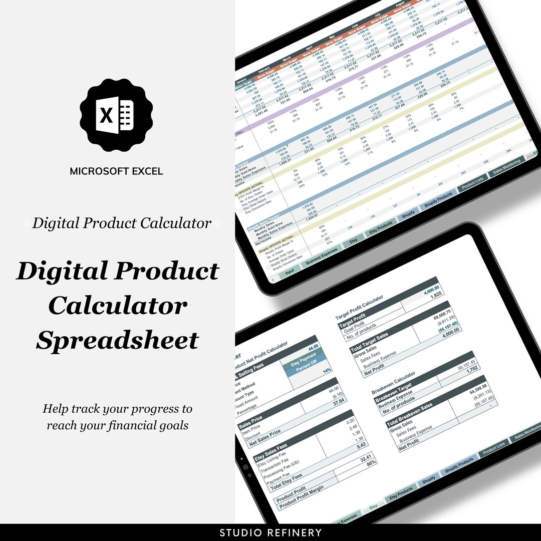 Digital Product Calculator Spreadsheet (etsy Shopify Sales Tracker) - Etsy