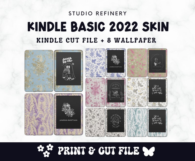 Vintage Floral Kindle Basic 2022 Skin: 8 Wallpaper Designs (PNG, SVG ...