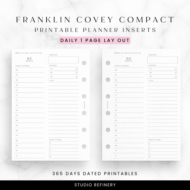 Franklin Covey Compact Daily Dated Planner, Printable Planner Inserts ...