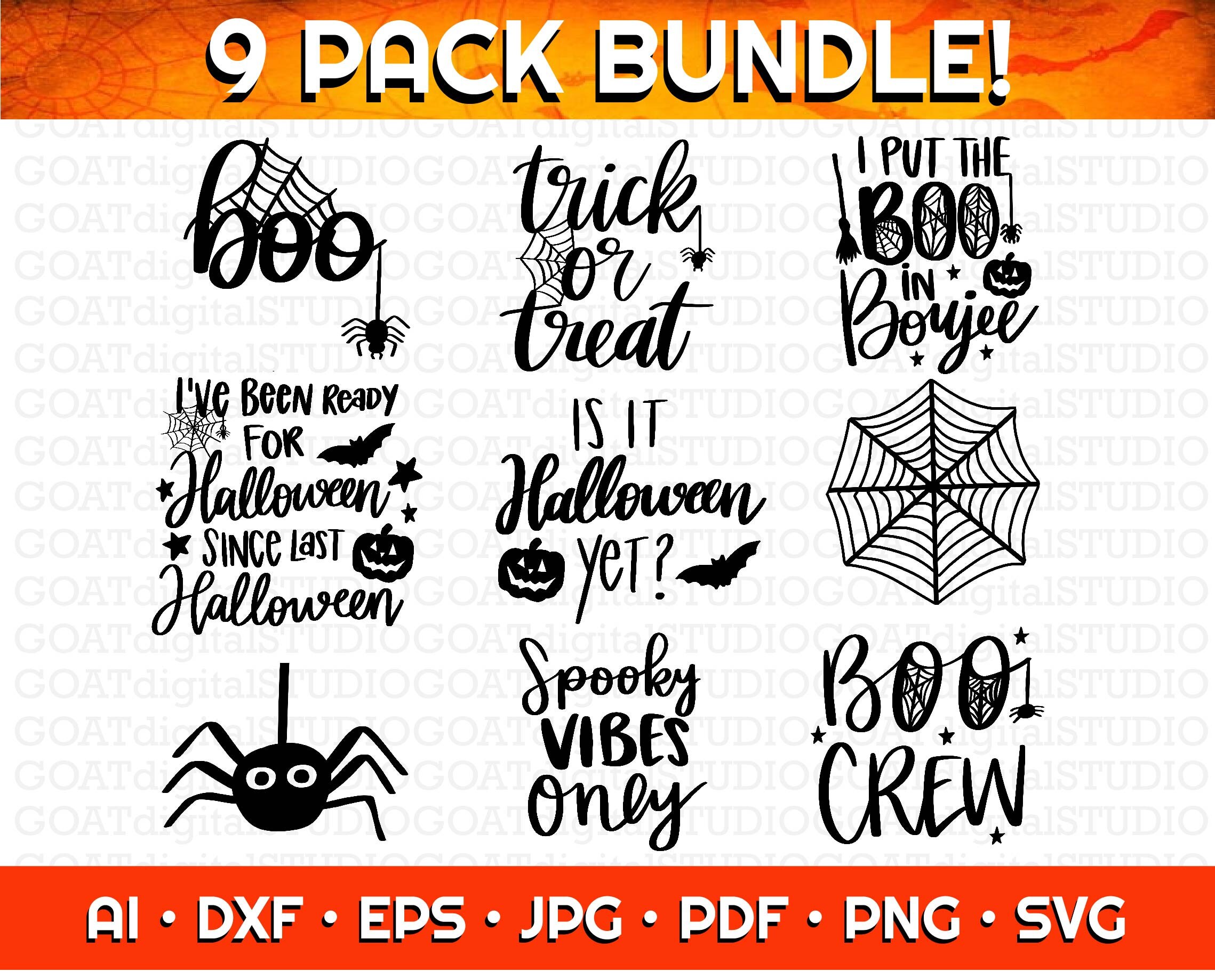 Spider SVG Bundle, Halloween Vector, Witch Svg, Ghost Svg, Spider Webs ...
