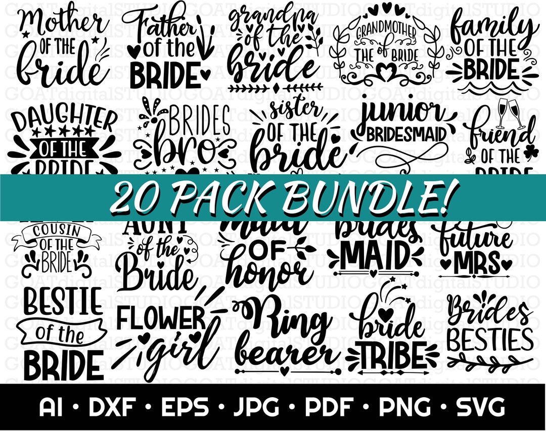 Mariage SVG Bundle, Mariée svg, Marié svg, Fête nuptiale svg, Mariage ...