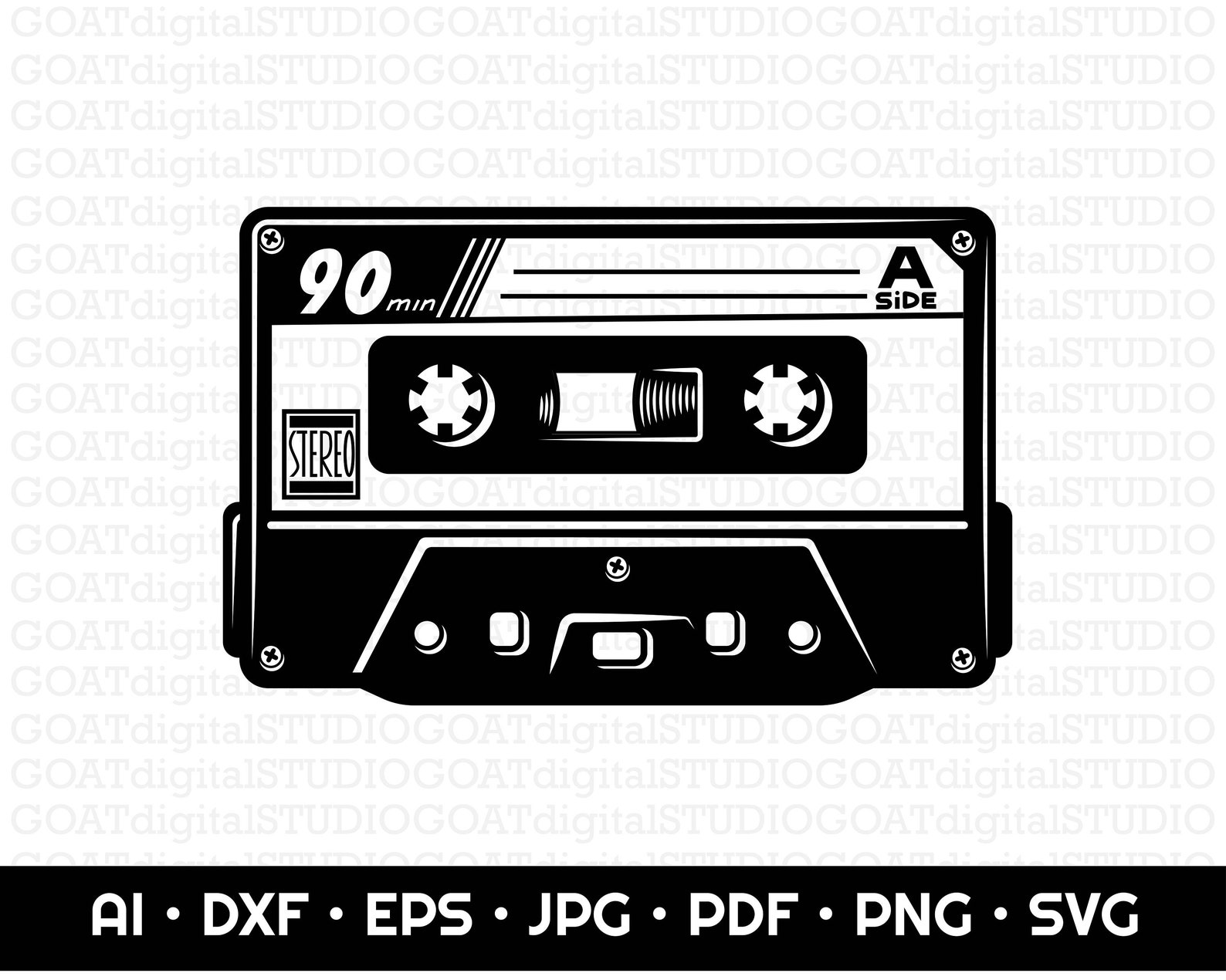 Cassette Tape SVG Files | Cassette Cut Files | Audio Cassette Vector ...