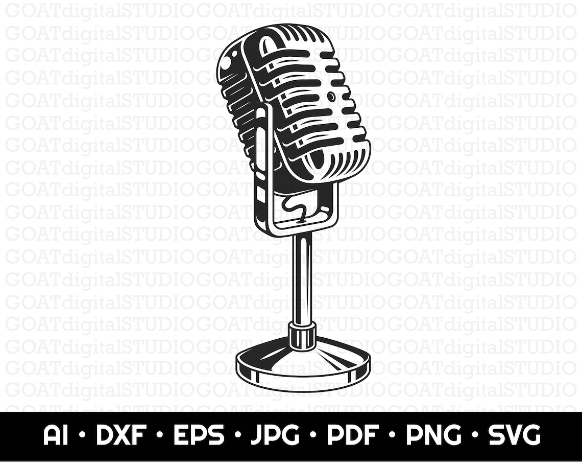 Vintage Microphone Download SVG Png Cut File, Microphone Digital ...