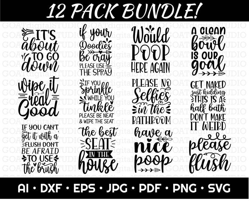 Bathroom SVG Bundle, Bathroom Quote, Restroom Svg, Potty Dance Svg ...