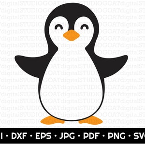 Penguin SVG, Happy Penguin Cutting File, Penguin Clipart, Penguin Decor ...